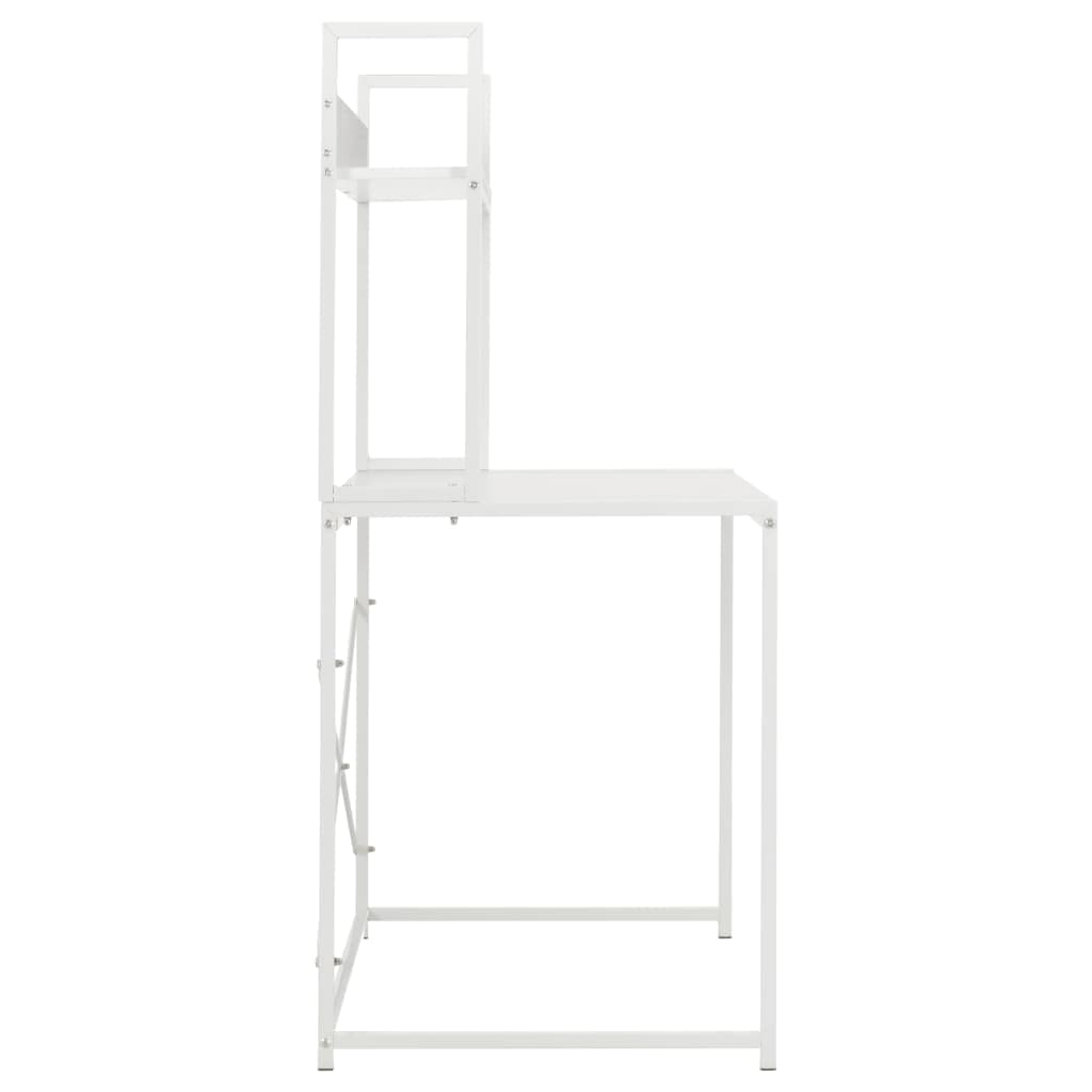 vidaXL Computer Desk, Office Table with Metal Frame, Home Writing Desk with Storage Shelf, Monitor Standing Desk, Industrial Style, White