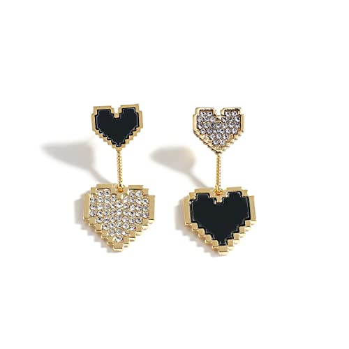 Zboro 2022 Unique Double Heart Shape Crystal Dangle Earring For Women Charm Love Heart Hanging Statement Drop Earring Jewelry - Silver