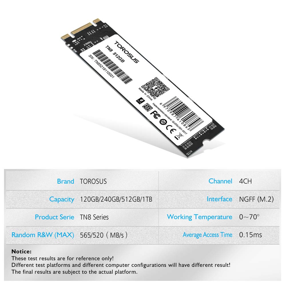 TOROSUS M.2 NGFF M.2 2280 480GB Solid State Drive Disk for Desktop PCs and MacPro