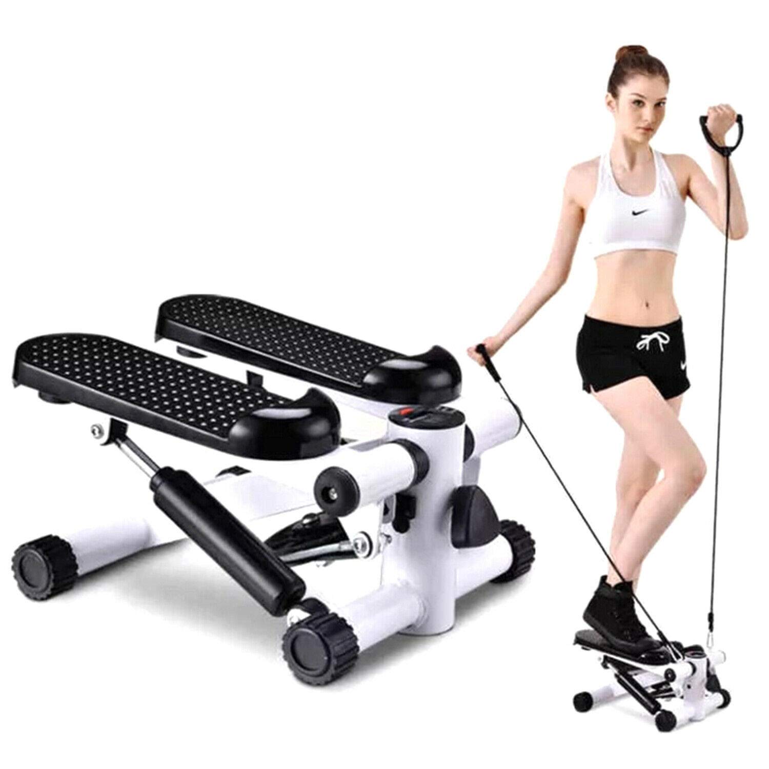 SuxiDi Mini Adjustable Stepper Air Climber Step Fitness Exercise Machine with Resistance Band and LCD Display
