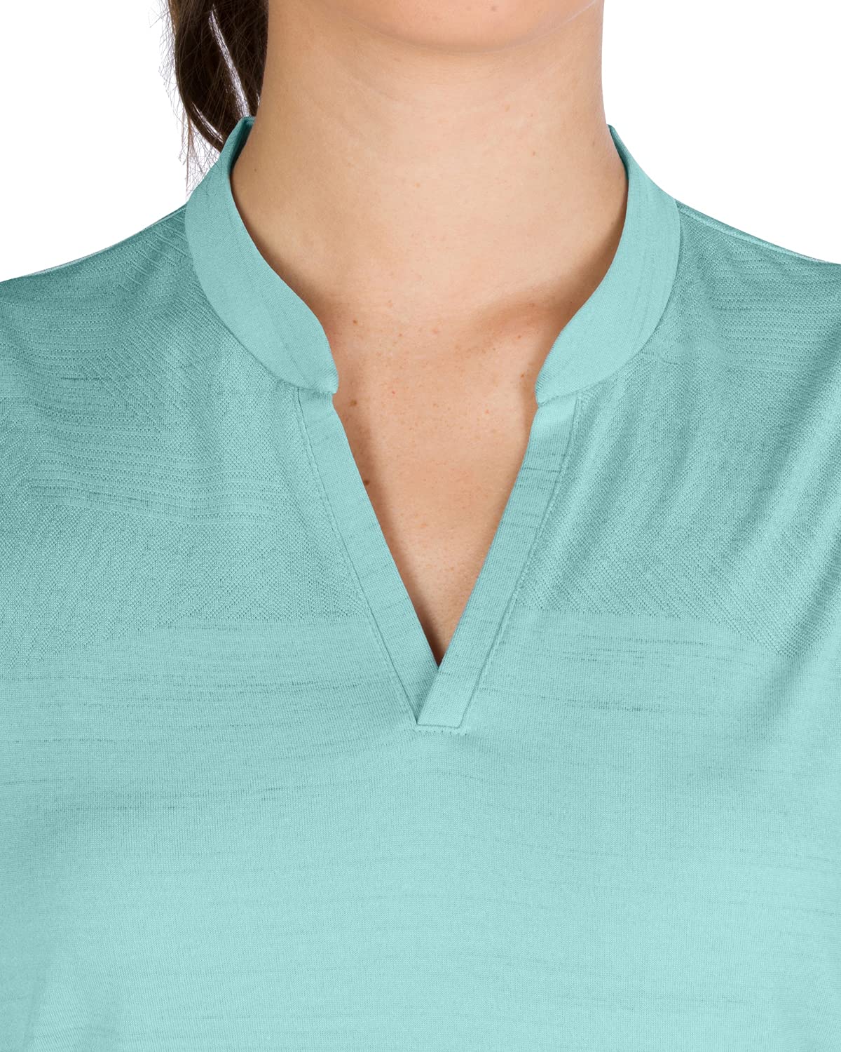 Three Sixty Six Women’s Collarless Golf Polo Shirt - Dry Fit, Breathable, Compression Golf Tops Aqua Blue