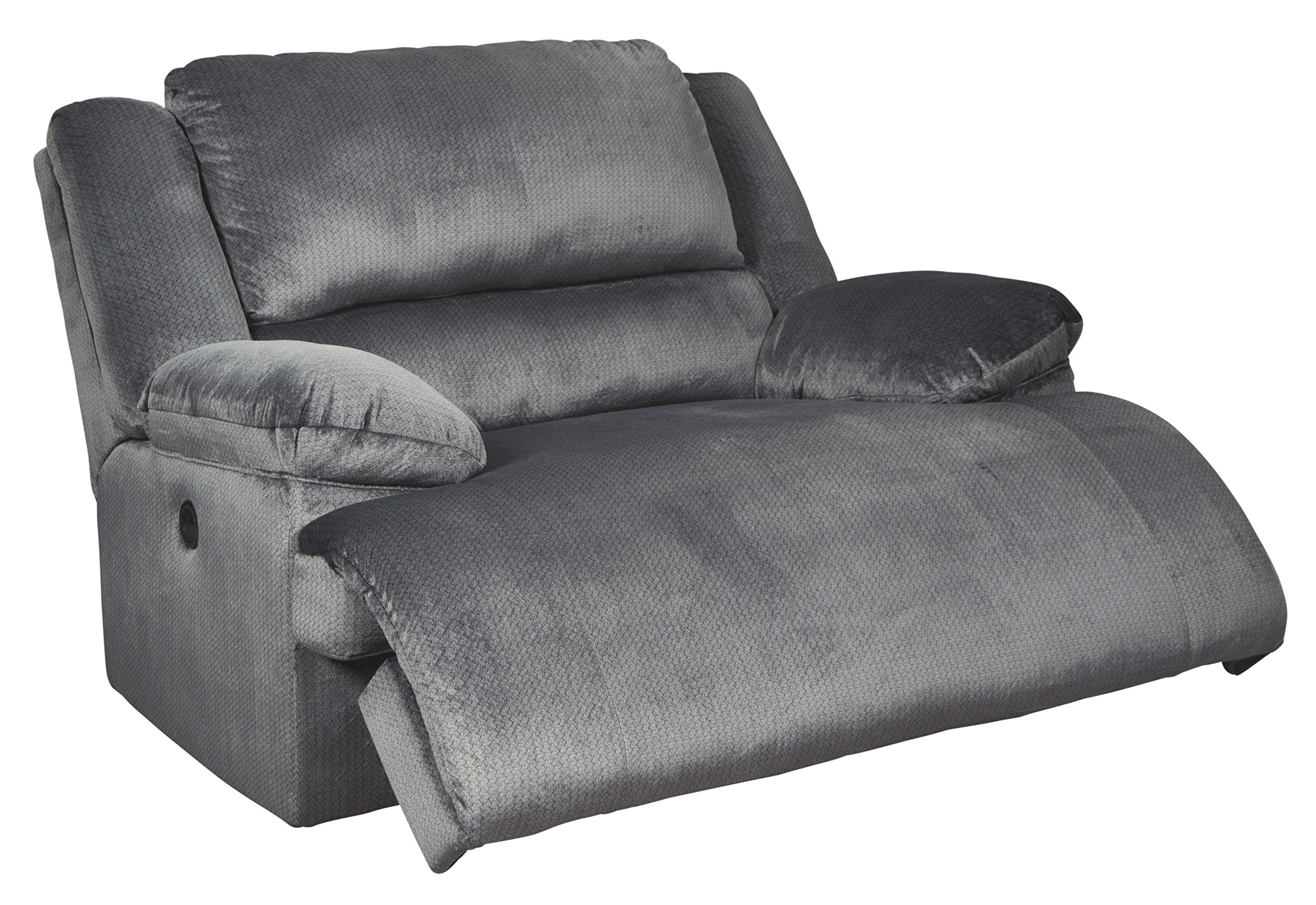 Signature Design by Ashley Clonmel Microfiber Power Zero Wall Wide Seat Adjustable Recliner, Gray
