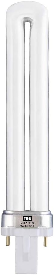 TBE LIGHTING 9w G23 2-Pin CFL Energy Saving Lamps - Cool White 4000K, 8000 Hour Life, 540 Lumen (6-Pack)