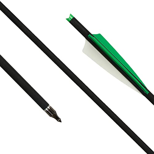 TOPARCHERY 12pcs Crossbow Arrows Crossbow Bolts 20 inch Hunting Archery Crossbow Carbon Arrows with 4 inch Vanes and Replaced Arrowhead/Tip (A Green white 20'')