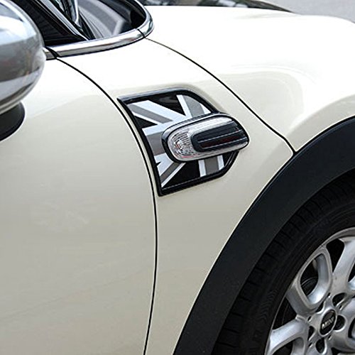 Side Scuttle Lamp Light Pattern Fender Panel Frame Cover Trim ABS for Mini Cooper F55 Hardtop F56 Hatchback ((Union Jack Black)