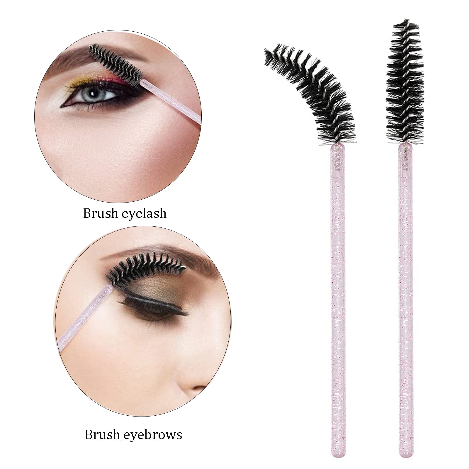 Shmian Eyelash Cleaning Kit - Mini Portable Lash Fan with 50 Shampoo Brushes, Nose Blackhead Cleanser, and Wash Bottle - for Eyelash Extensions, Black