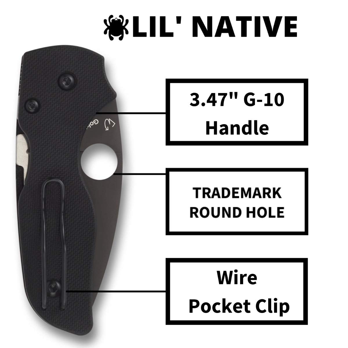 Spyderco Lil' Native Signature Knife with 2.42" CPM S30V Black Steel Blade and Black Compression Lock G-10 Handle - PlainEdge - C230GPBBK