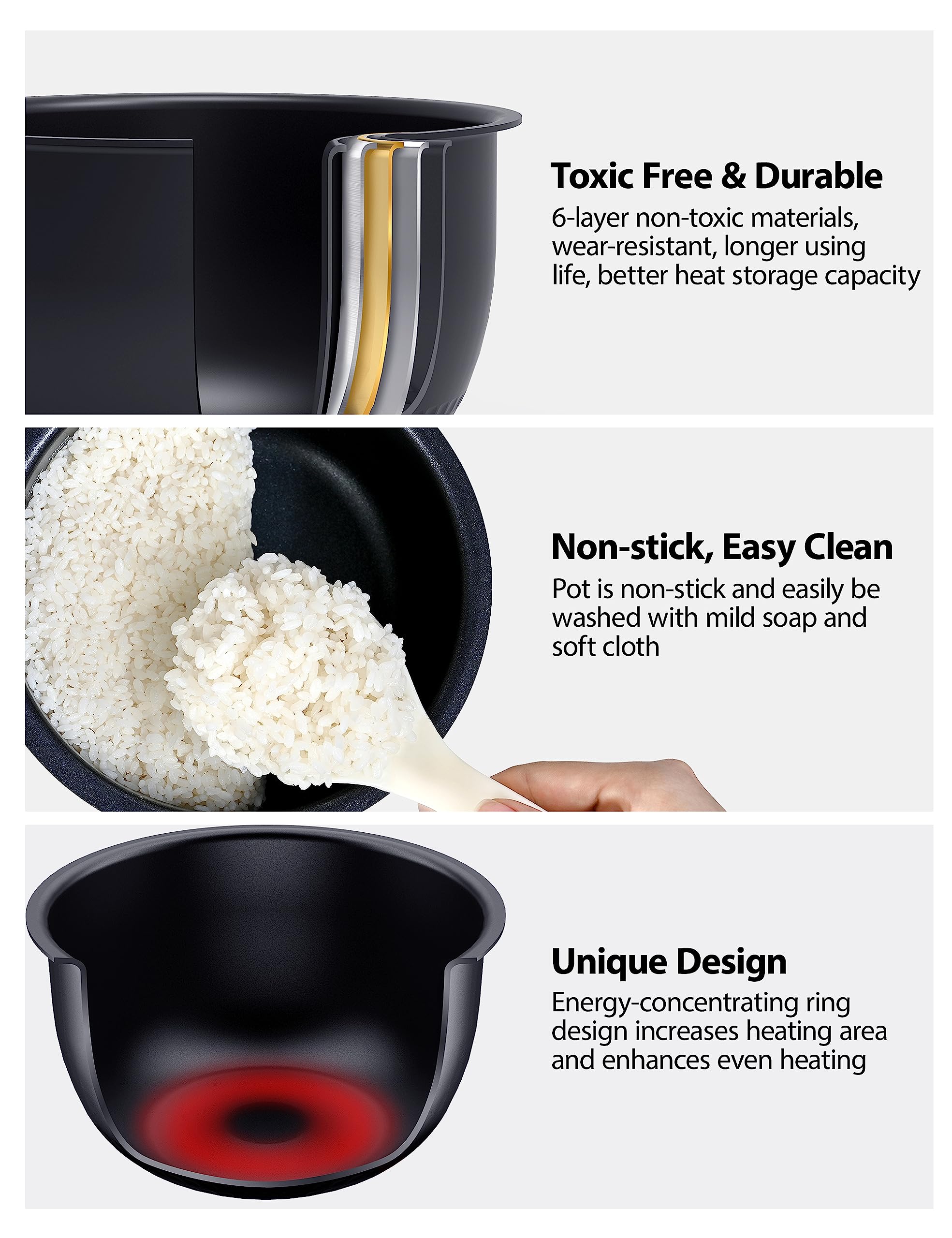 TOSHIBA Rice Cooker Induction Heating, with Low Carb Rice Cooker Steamer 5.5 Cups Uncooked - Japanese Rice Cooker, 8 Cooking Functions, 24-Hr Timer and Auto Keep Warm, White