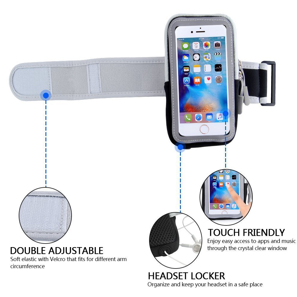 Workout Sports Gym Running Armband Bag Pouch Cell Phone Holder Biking Wristband Arm Bands Case for Samsung Galaxy A31/A52/A51/A10s/iPhone 11 Pro Max/Moto G7 Plus/G7 Power/Google Pixel 6