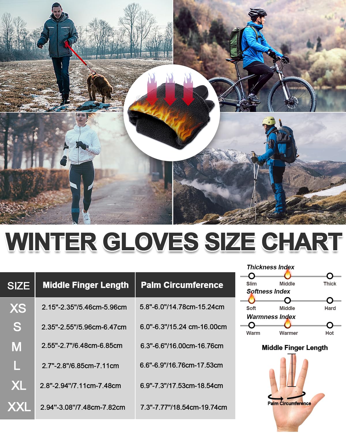 RIGWARL Upgraded Gloves for Cold Weather Waterproof, Winter Gloves for Men Women with Touch Screen, Early Spring and Late Fall Drving Gloves for Runing Walking Skiing Snow