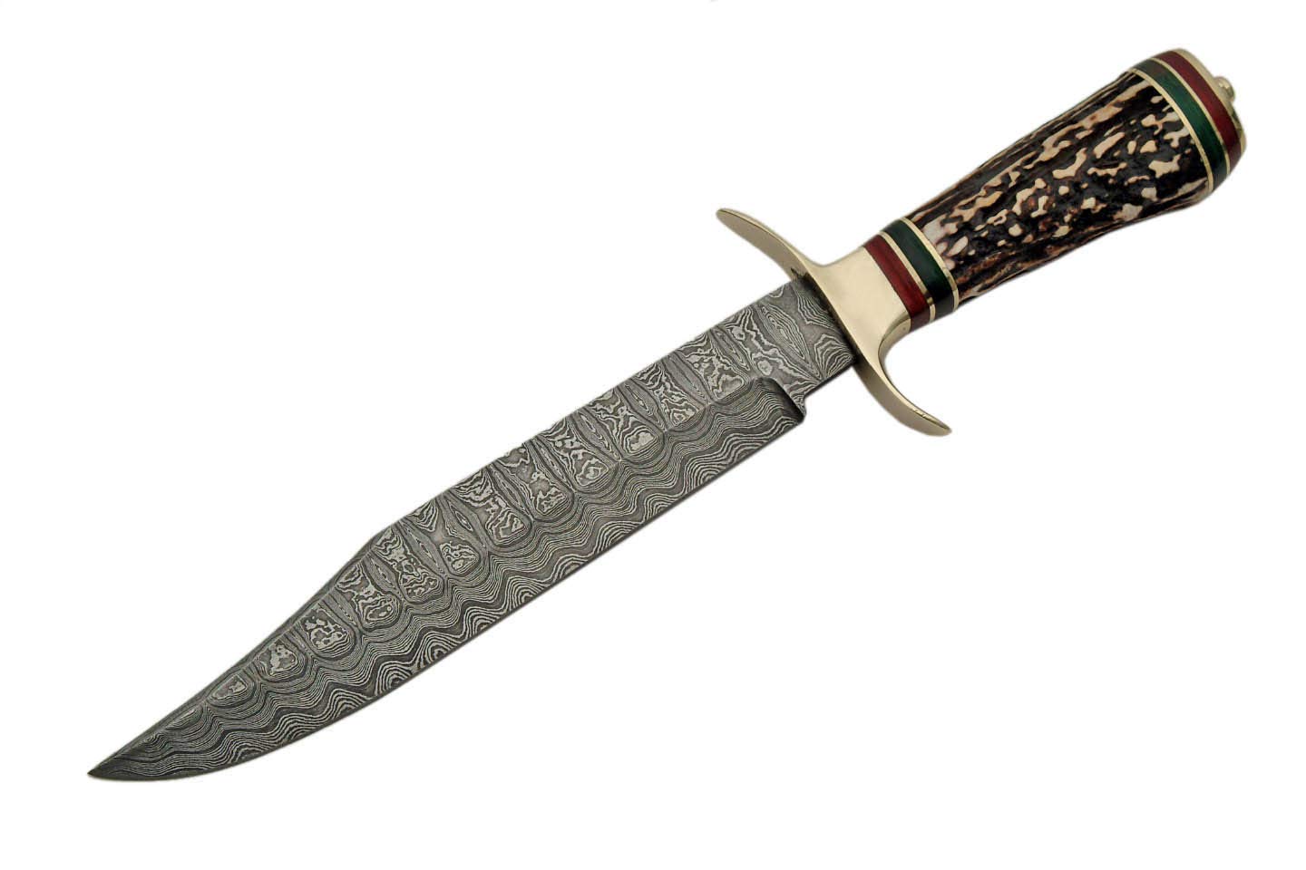SZCO Supplies Damascus Bowie Hunting Knife