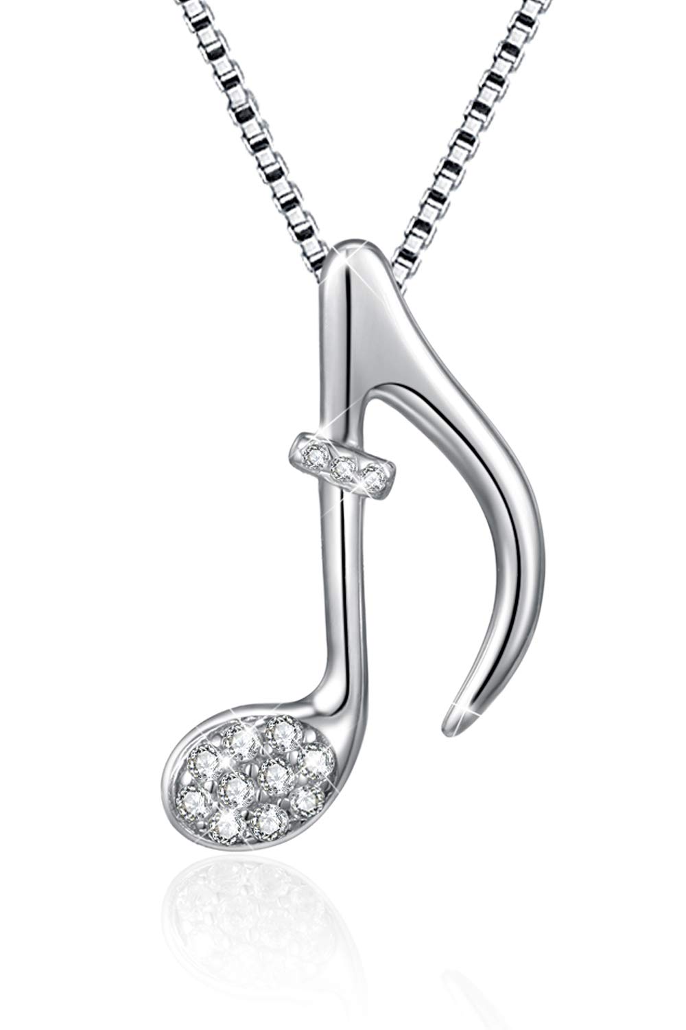 VANLAMS s925 Sterling Silver Musical Note Necklace for Women Girlfriend Quaver Music Jewelry Gifts