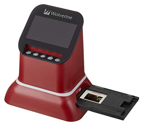Wolverine F2D Saturn Digital Film & Slide Scanner - Converts 120 Medium Format, 127 Film, Microfiche, 35mm Negatives & Slides to Digital JPEG - Large 4.3" LCD w/HDMI Output (Red)