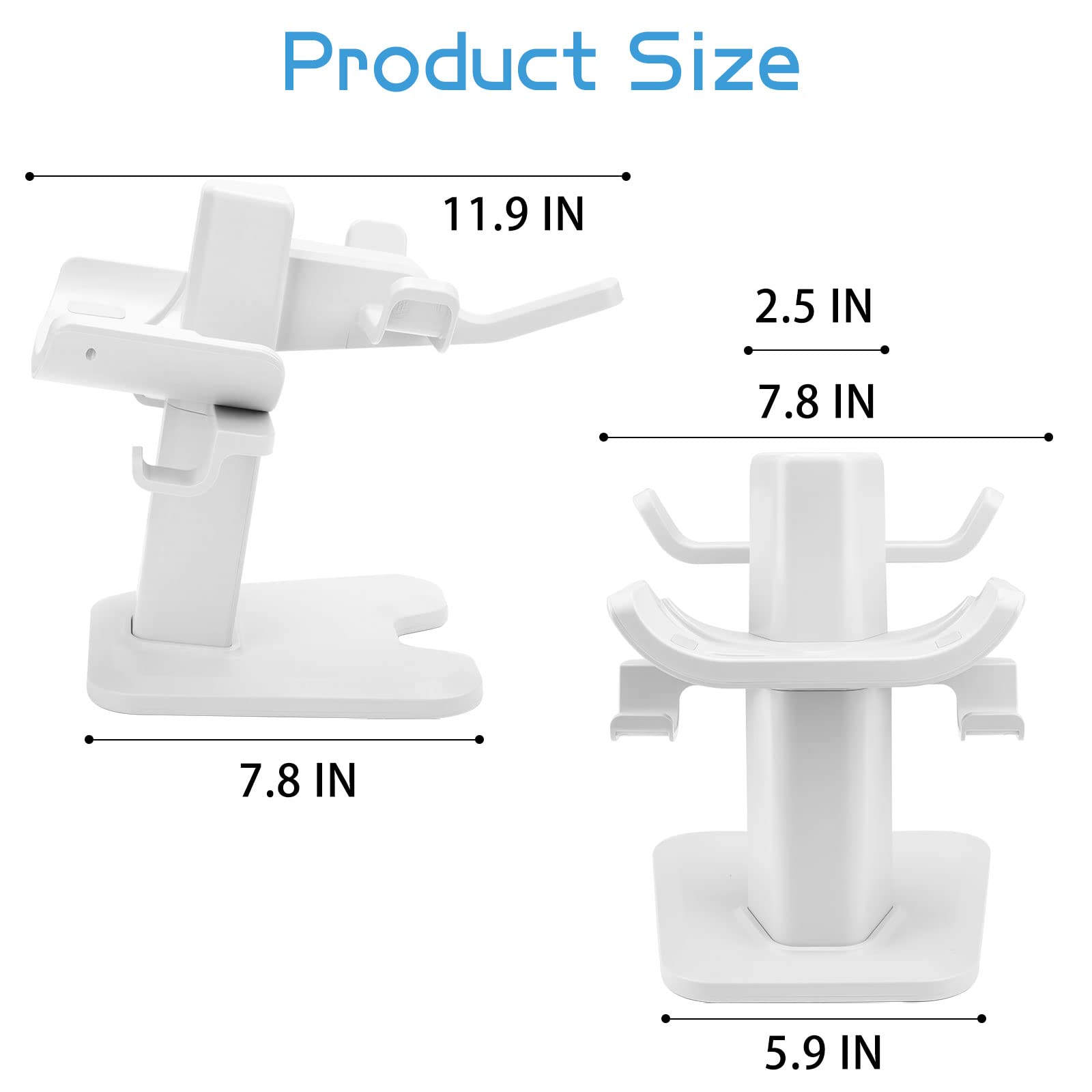 VR Stand, Headset Display Holder and Controller Mount Station for Meta/Oculus Quest 2/Quest/Rift S/Valve Index/HP Reverb G2 Headset and Touch Controllers Accessories, White