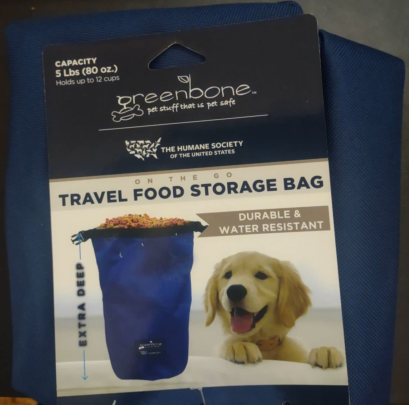 The Humane Society 35258GN Nylon Self Folding Travel Food Bag, Green, One Size