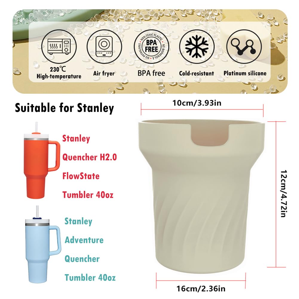 TAINYBOYS Silicone Boot for Stanley 40 OZ Tumbler with Handle, Protector Silicone Water Bottle Bottom Sleeve with Stanley Cup Quencher H2.0 Adventure FlowState Tumbler Accessories (40 oz,Cream)