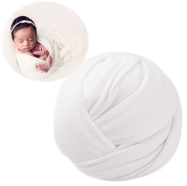 Zeroest Newborn Photography Outfits Props Stretch Wraps Newborn Photography Wrap for Baby Boys Girls Newborn Photoshoot Posing Wrap Blanket (White)