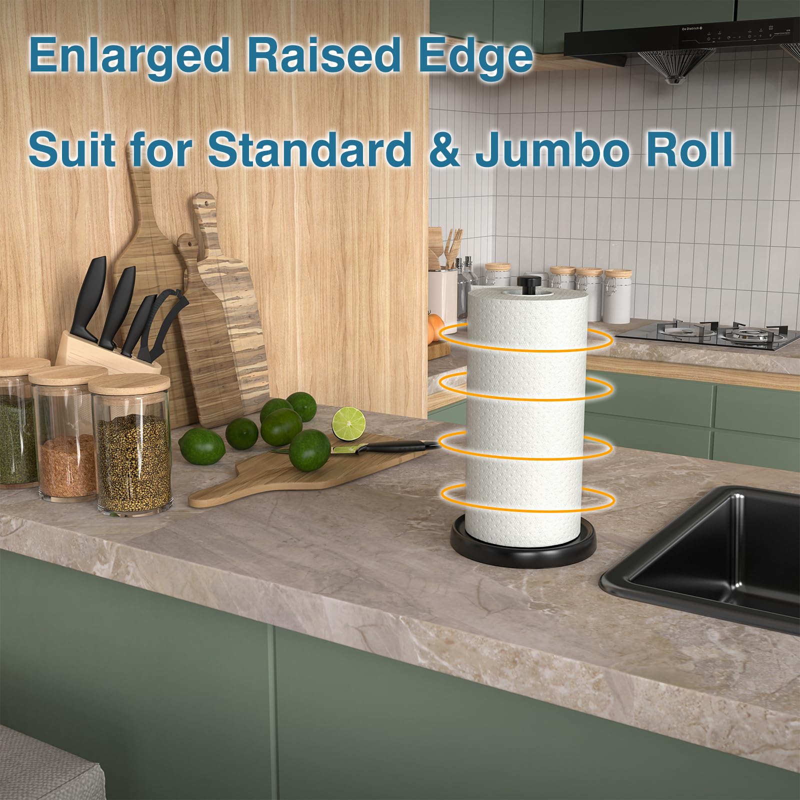 Swaitee Paper Towel Holder Countertop, Black Paper Towel Holder Stand