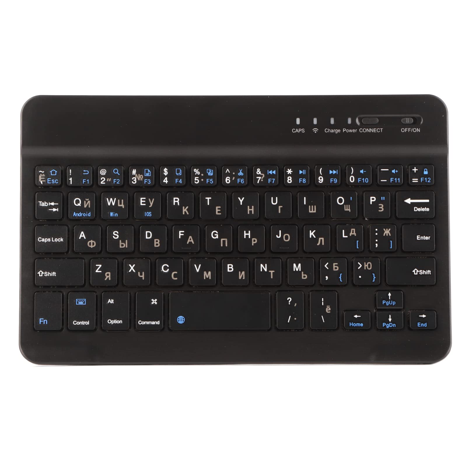 Tosuny USB Keyboard with Russian English, 7 Inch Rechargeable Thin Wireless Computer Keyboard, Bluetooth Keyboard for Andriod for Win for iOS