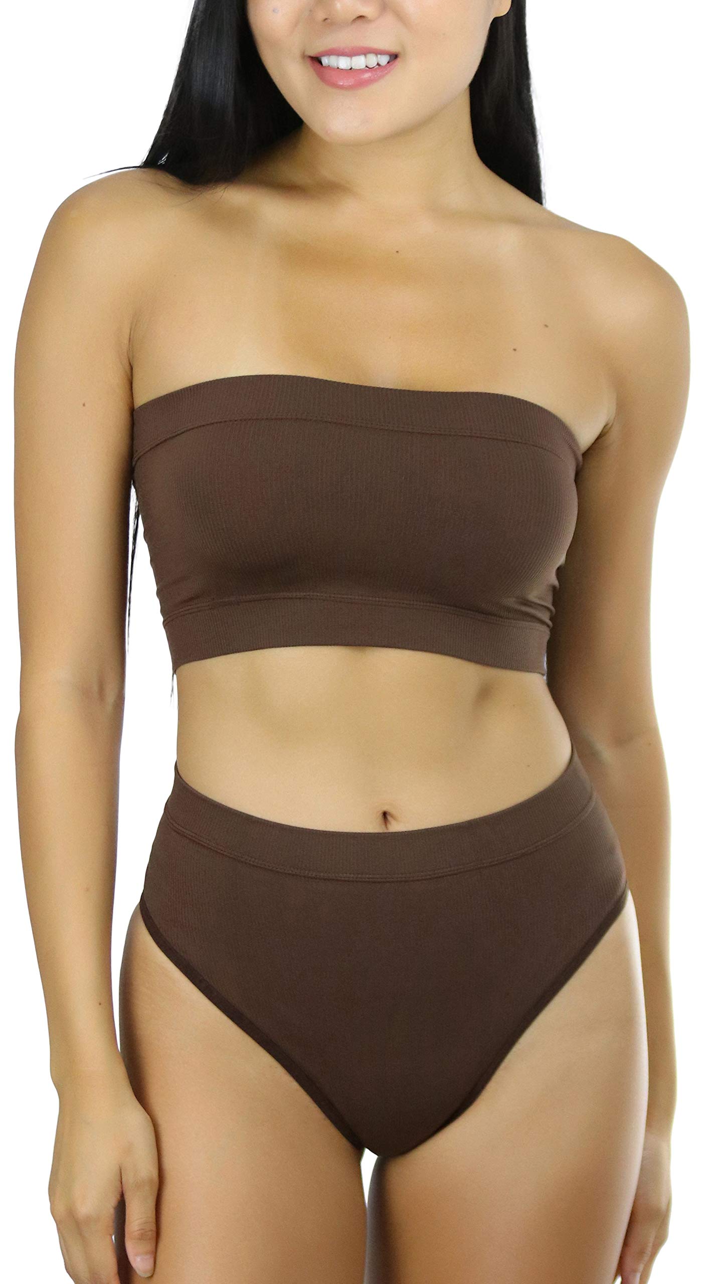 ToBeInStyle Women's Classic Seamless Cami and Brief Set - Smoke Grey - S/M
