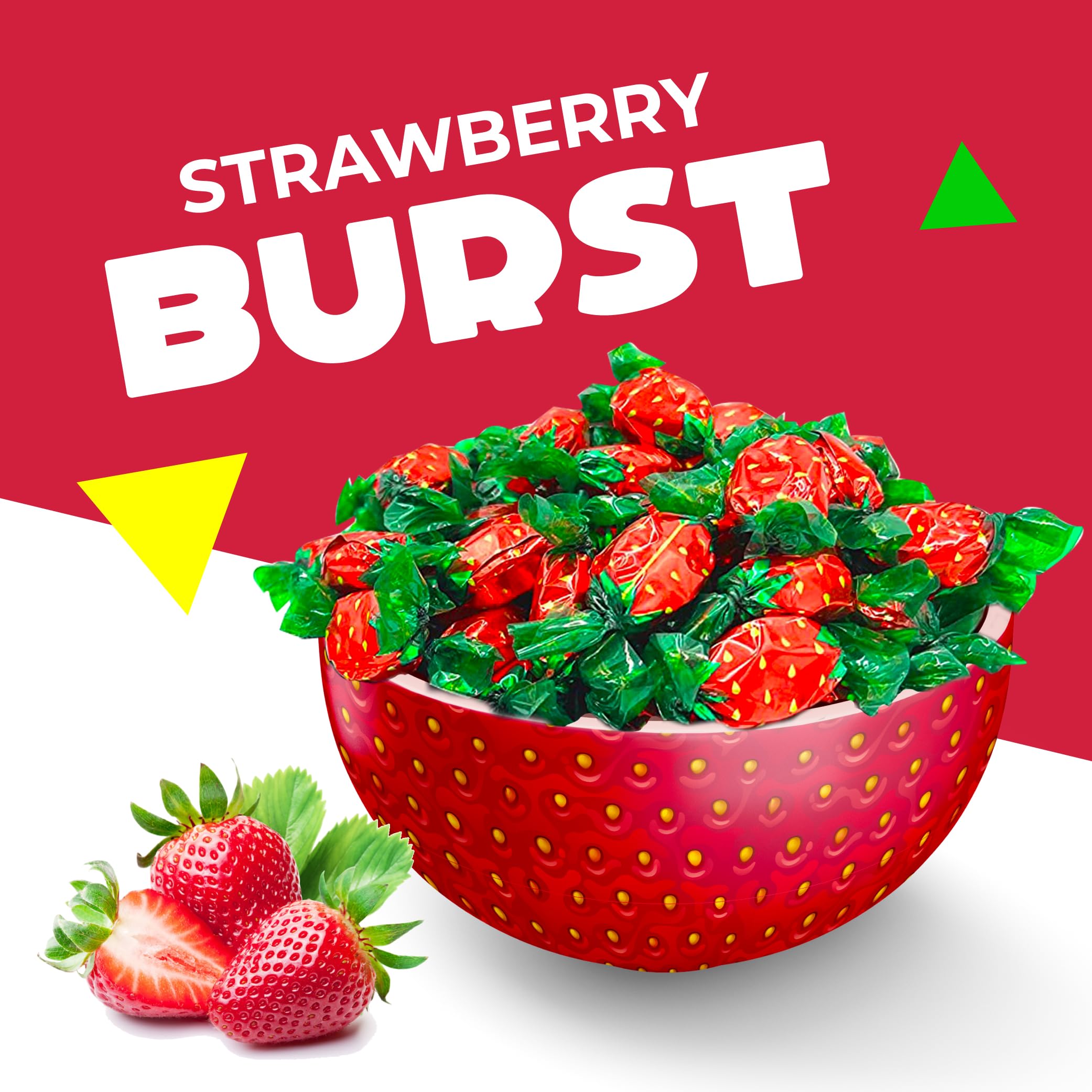 Strawberry Filled Bon Bons Hard Candy, Individually Wrapped (1 Pound Bag)