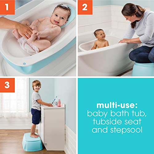Summer Right Height Bath Tub β Elevated and Spacious Baby Bathtub with Newborn Bath Support β Extended Use Features Include Tubside Seat and Stepstool