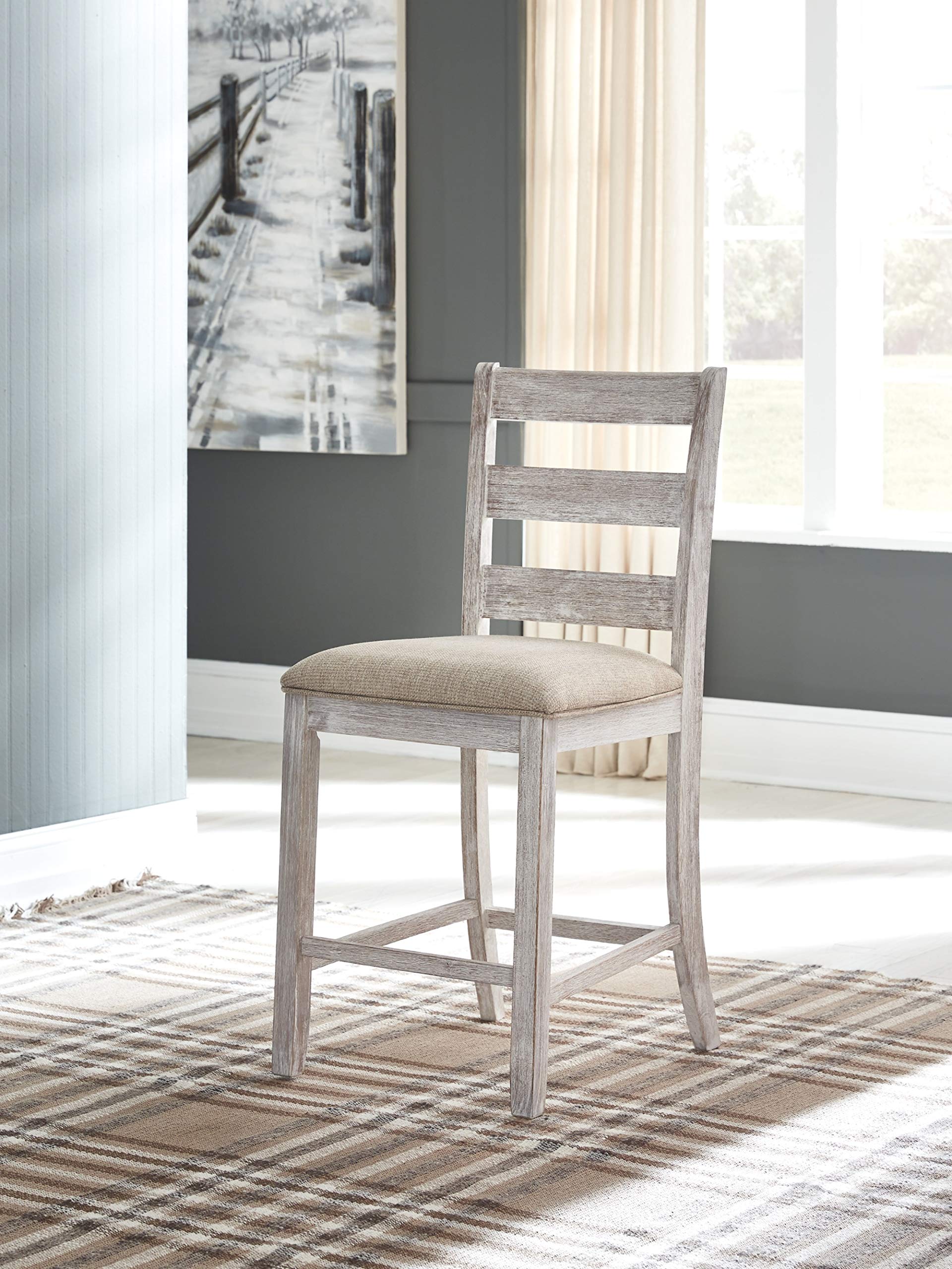 Signature Design by Ashley Skempton 24" Counter Height Upholstered Barstool, Set of 2, Antique White