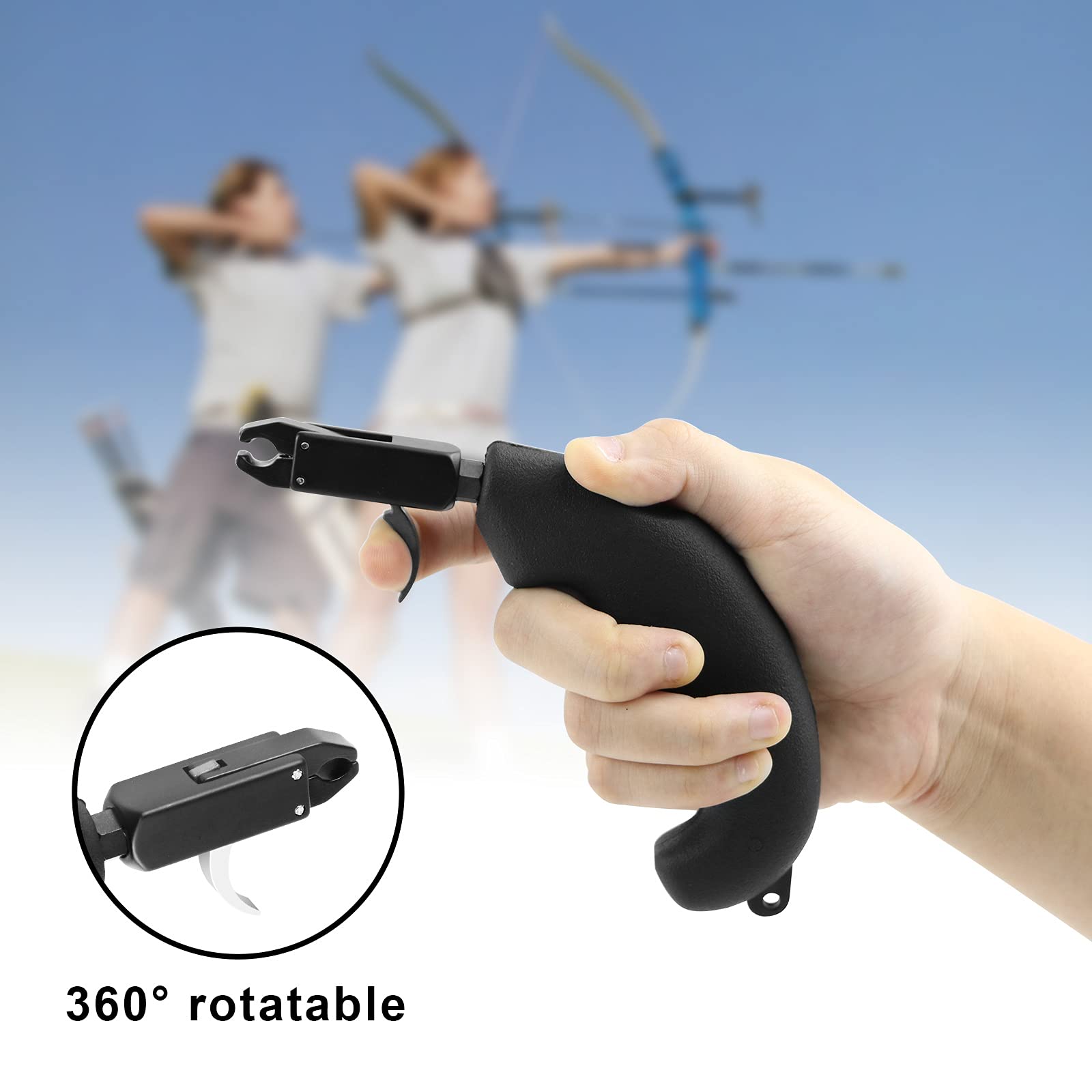 Thumb Bow Release Grip,360° Reliable Archery Handle Thumb Caliper Bow Arrow Release Grip for Compound Bow Archery Release Aid