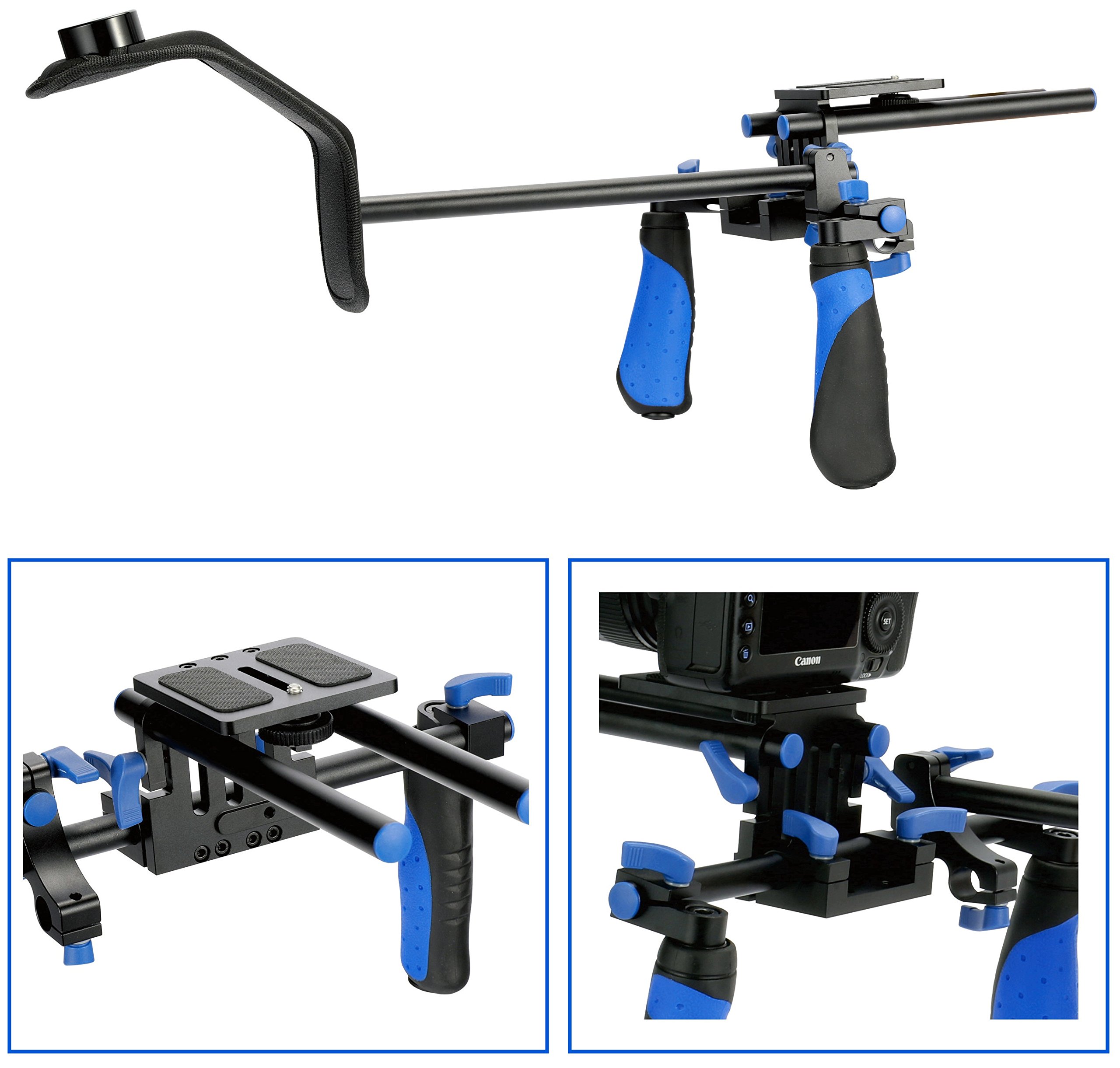 SunSmart DSLR Rig video camera Shoulder Mount Kit including DSLR Rig shoulder support and Matte Box for All DSLR Video Cameras and DV Camcorders