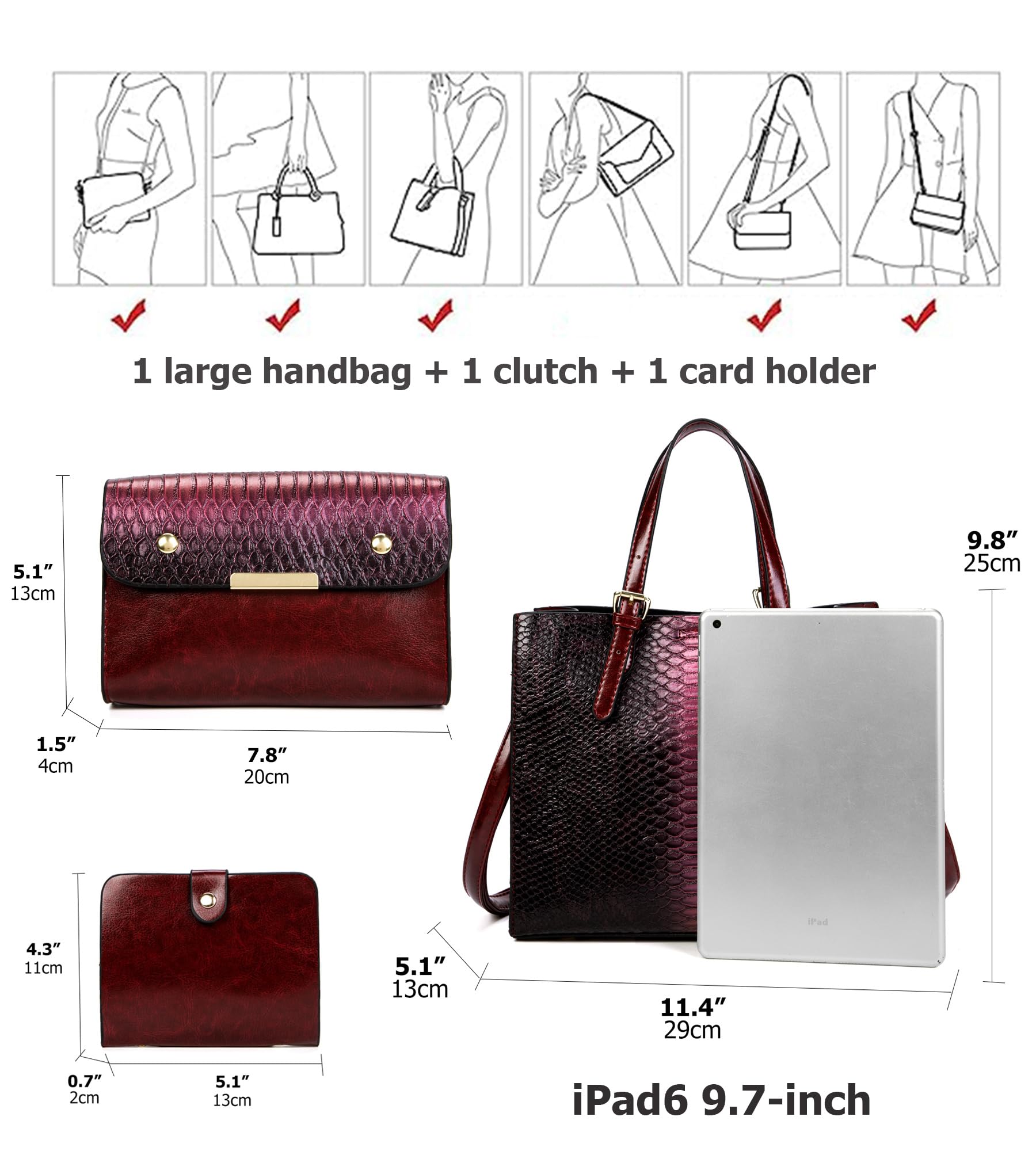 Tote Shoulder Bag for Women Large Purse and Handbag Soft Top Handle Bag Travel Bag