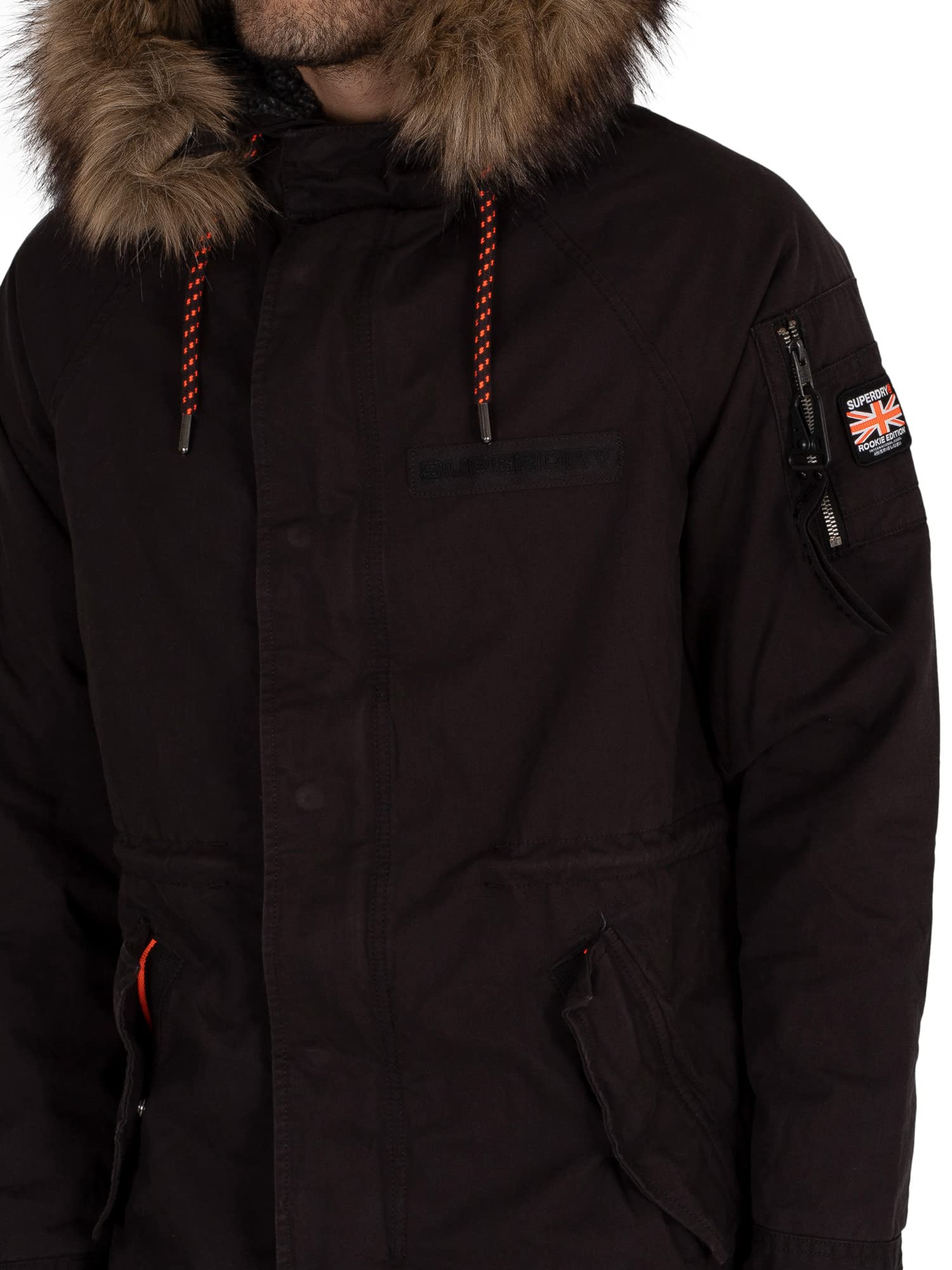 Superdry Mens Mountain Rookie Aviator Parka Jacket Furnace Black Size M