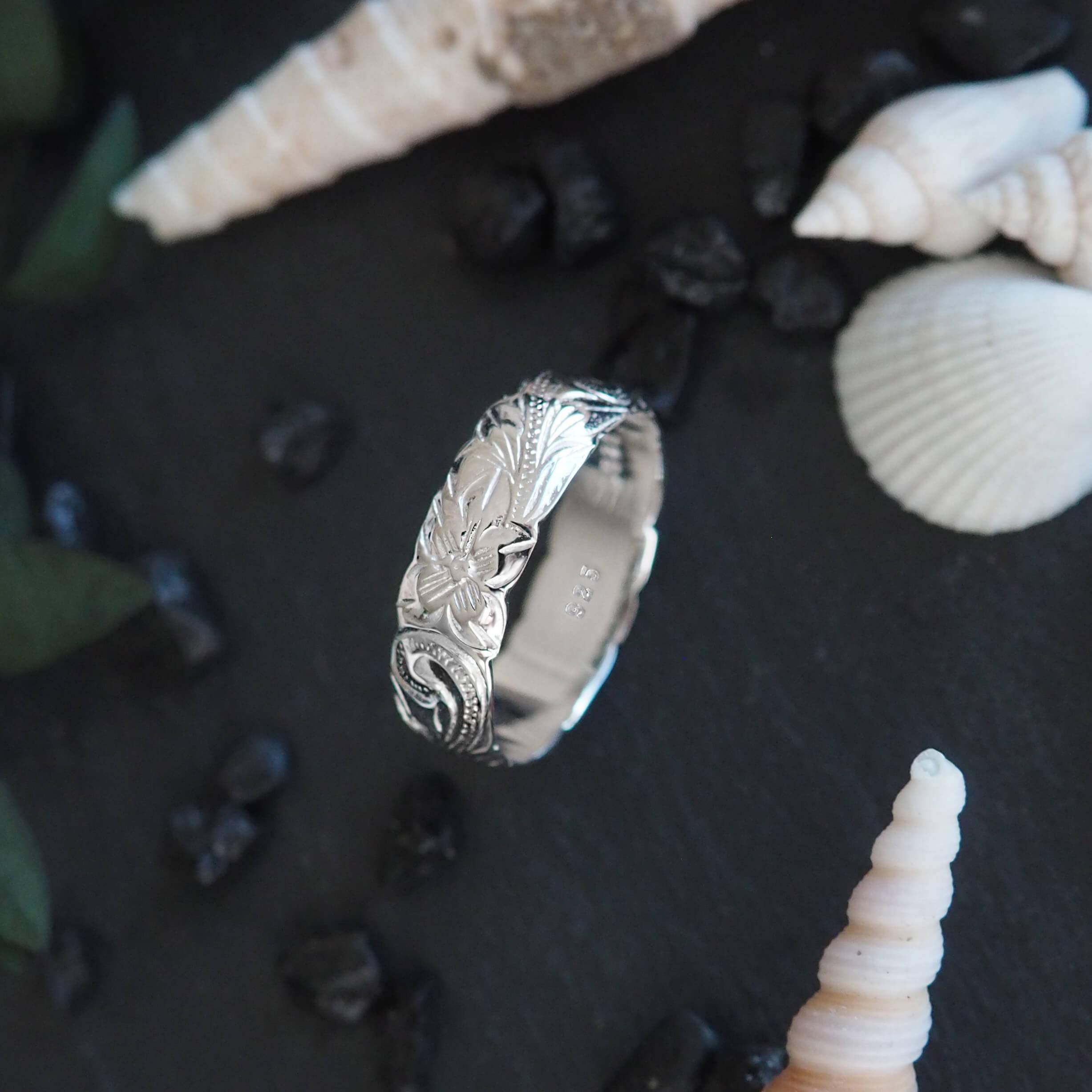Sterling Silver Hawaiian Wedding Band Ring 6mm Size 5