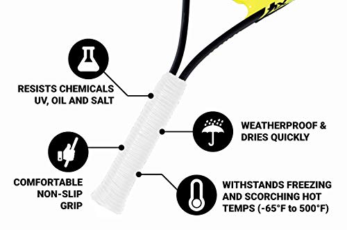 Silicone Rubber Grip Wrap for Tool Handles, Fitness and Sports Equipment - White, 1.7mm x 60in, One Size