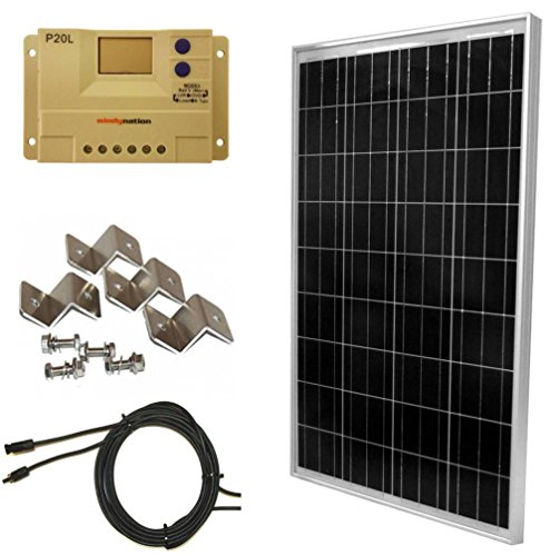 WindyNation 100 Watt Solar Kit with 20A Solar Charge Controller - Low Profile Solar Panel (100 Watt Solar Kit)