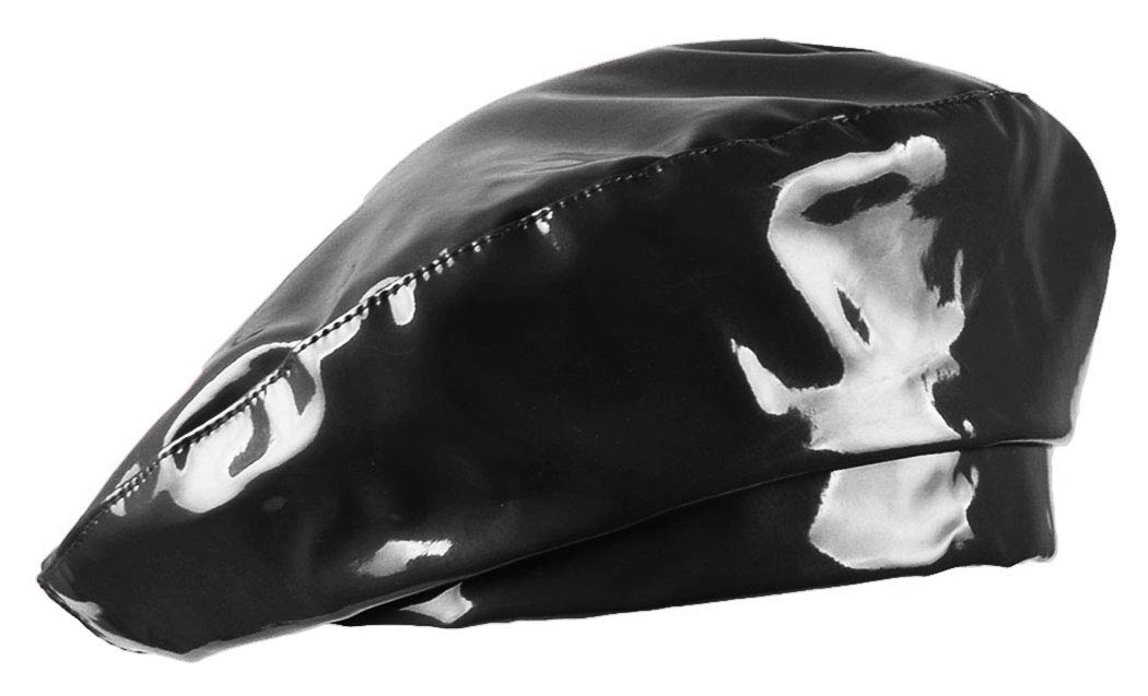 UTALY Patent Leather French-Beret Hat PU Dancing Cap Captain Women (Size S-M) Black