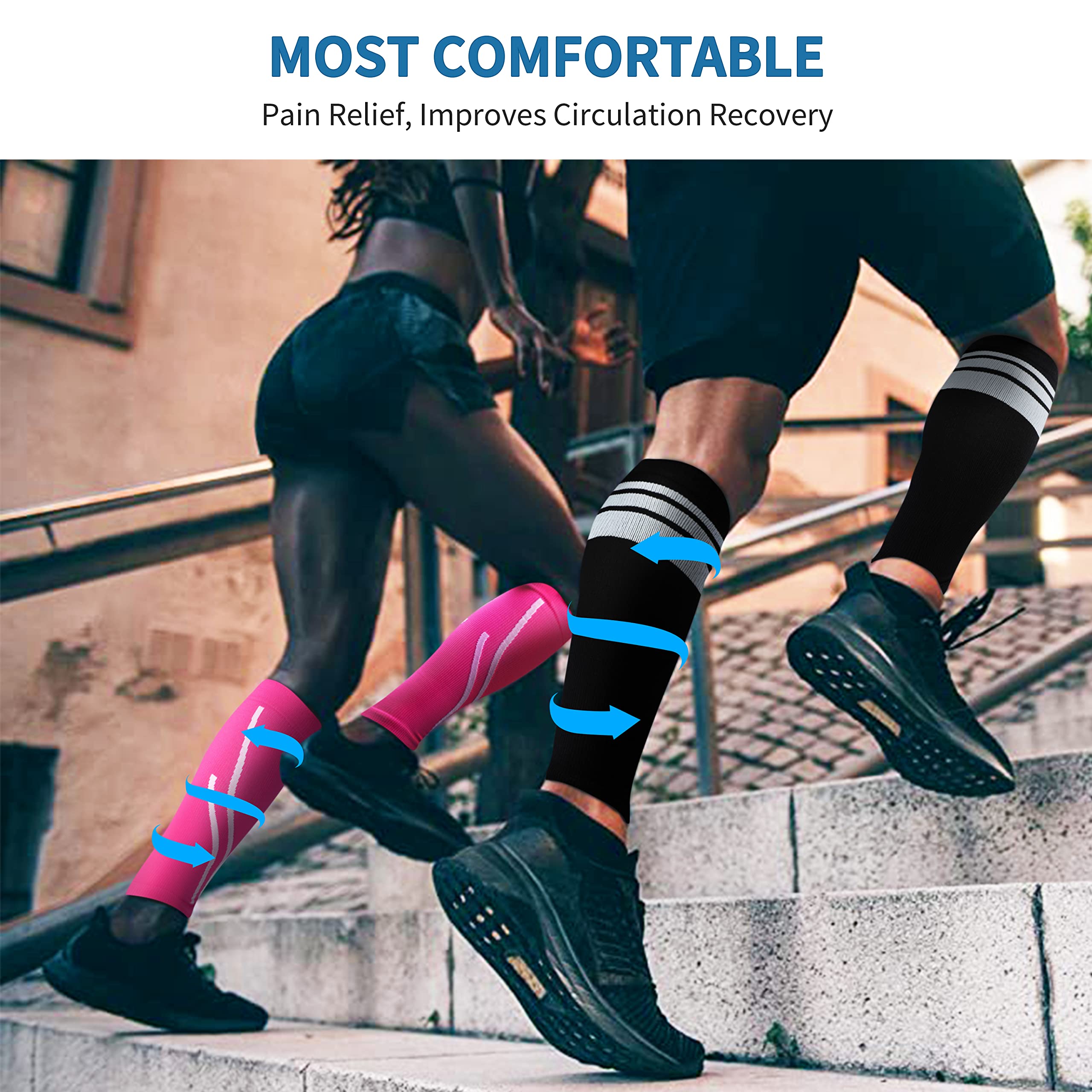 Udaily Calf Compression Sleeves for Men & Women (20-30mmhg) - Calf Support Leg Compression Socks for Shin Splint & Calf Pain Relief