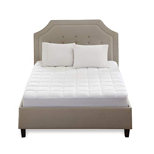 Sleep Philosophy 3M Protector Topper Moister Wicking Hypoallergenic Stain Resistant Bed Cover with Deep Pocket Mattress Pad, King, Highline White