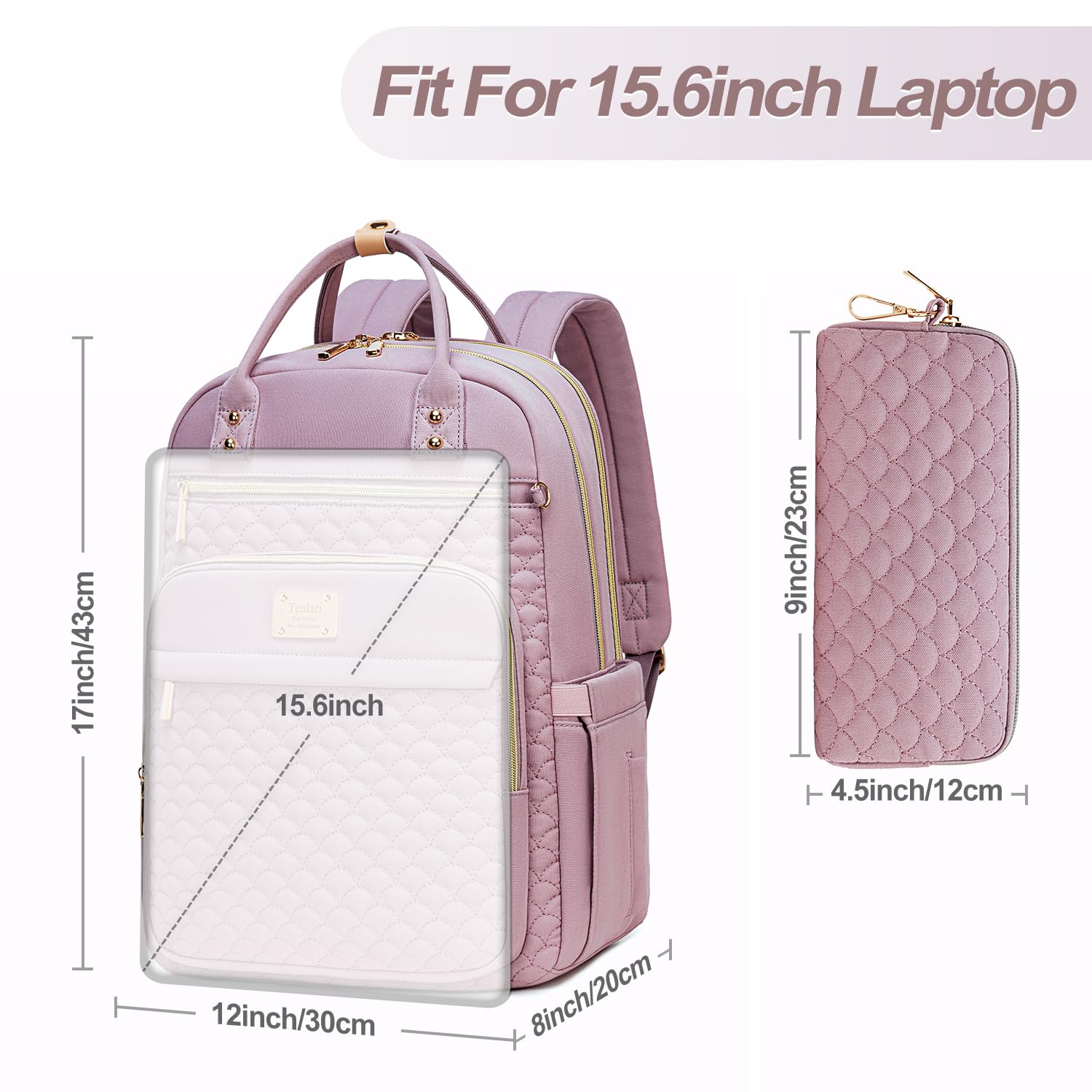 Tealari Laptop Backpack For Women,15.6 Inch Laptop Backpack For Work Business,Travel Backpack,College Teacher Backpack Wallet