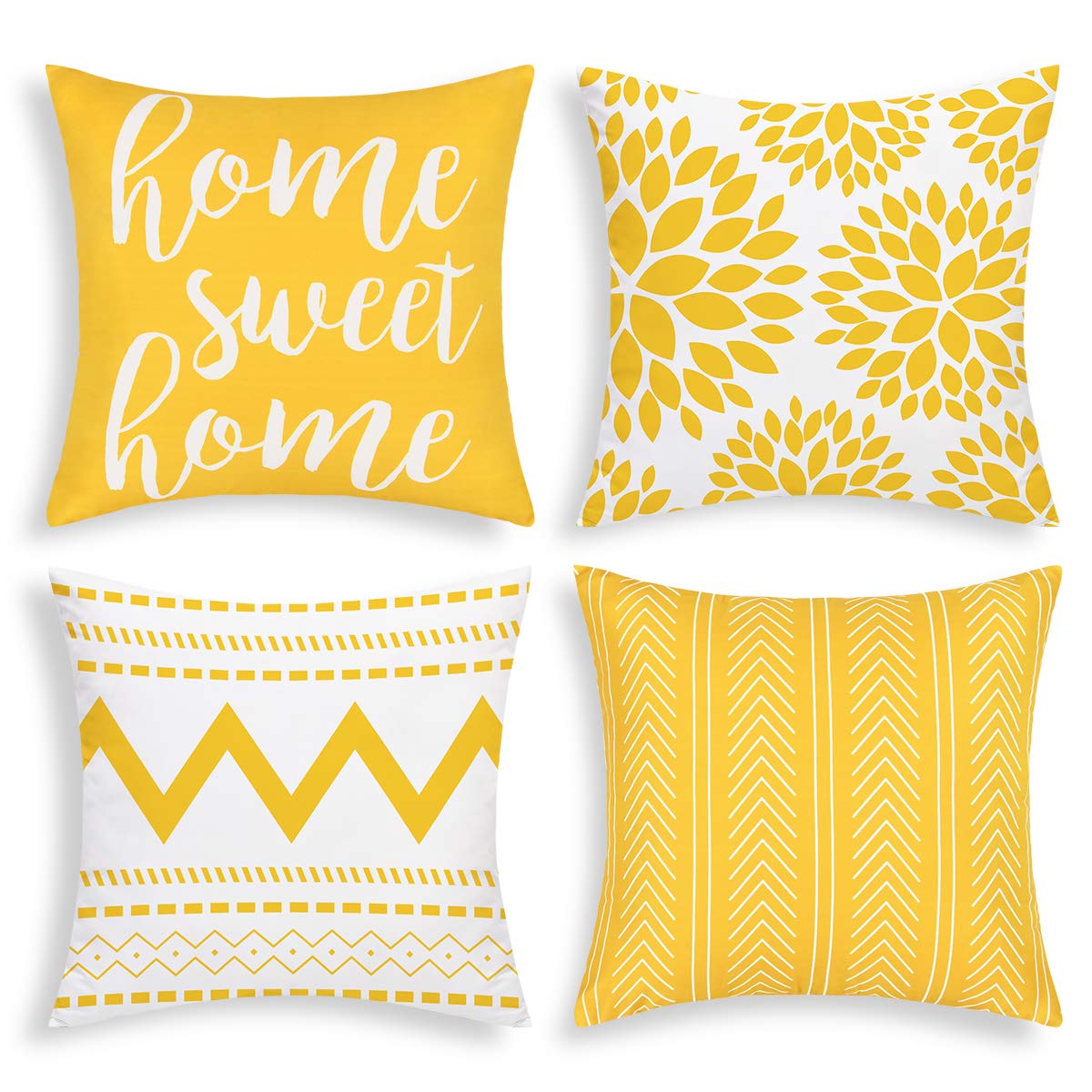 Yastouay Decorative Modern Pillowcases Home Sweet Home Cushion Covers 18 x 18 inch Geometric Throw Pillow Covers for Couch Sofa Bedroom, Yellow