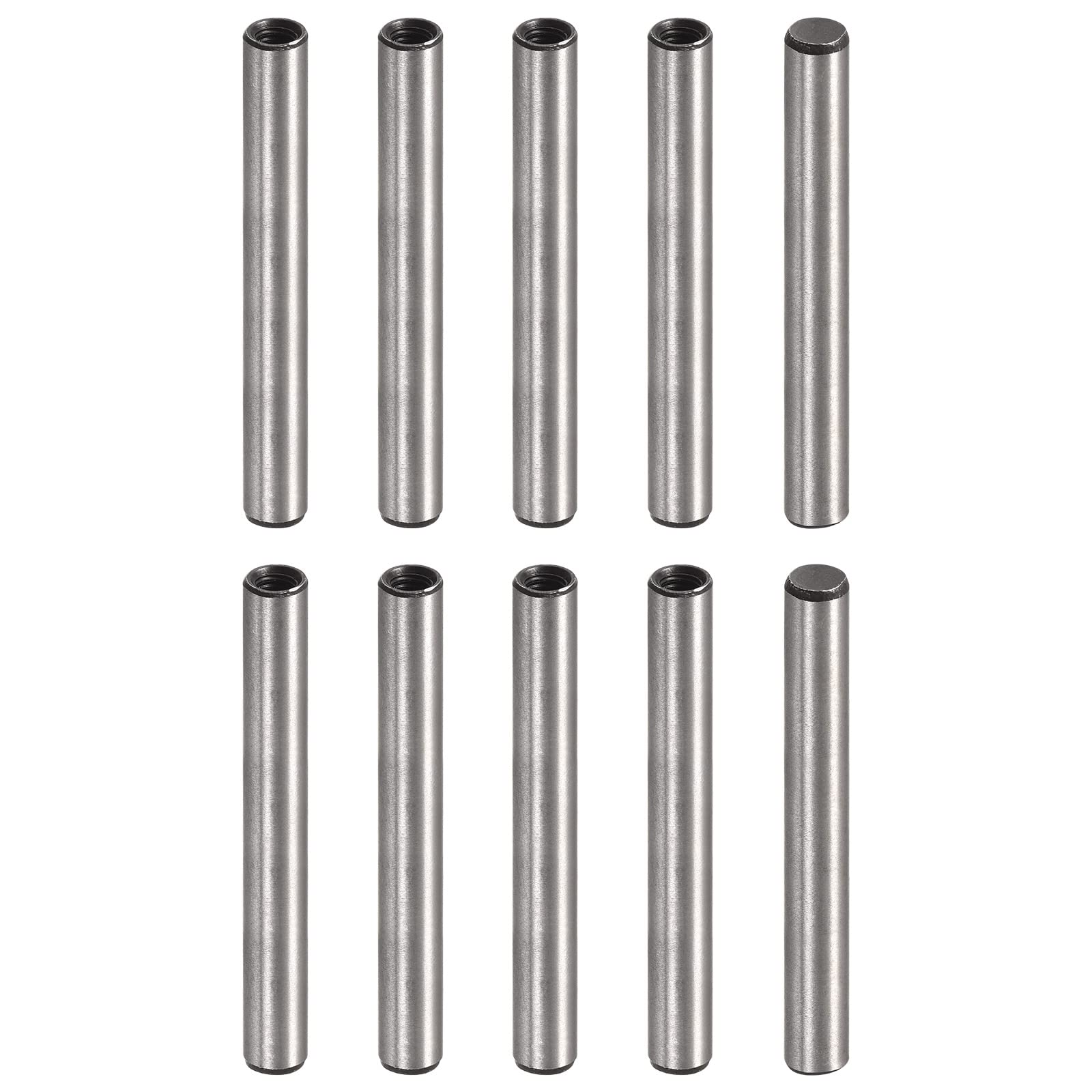uxcell M4 Internal Thread Dowel Pin 10pcs 6x40mm Chamfering Flat Carbon Steel Cylindrical Pin Bed Bookshelf Metal Devices Industrial Pins