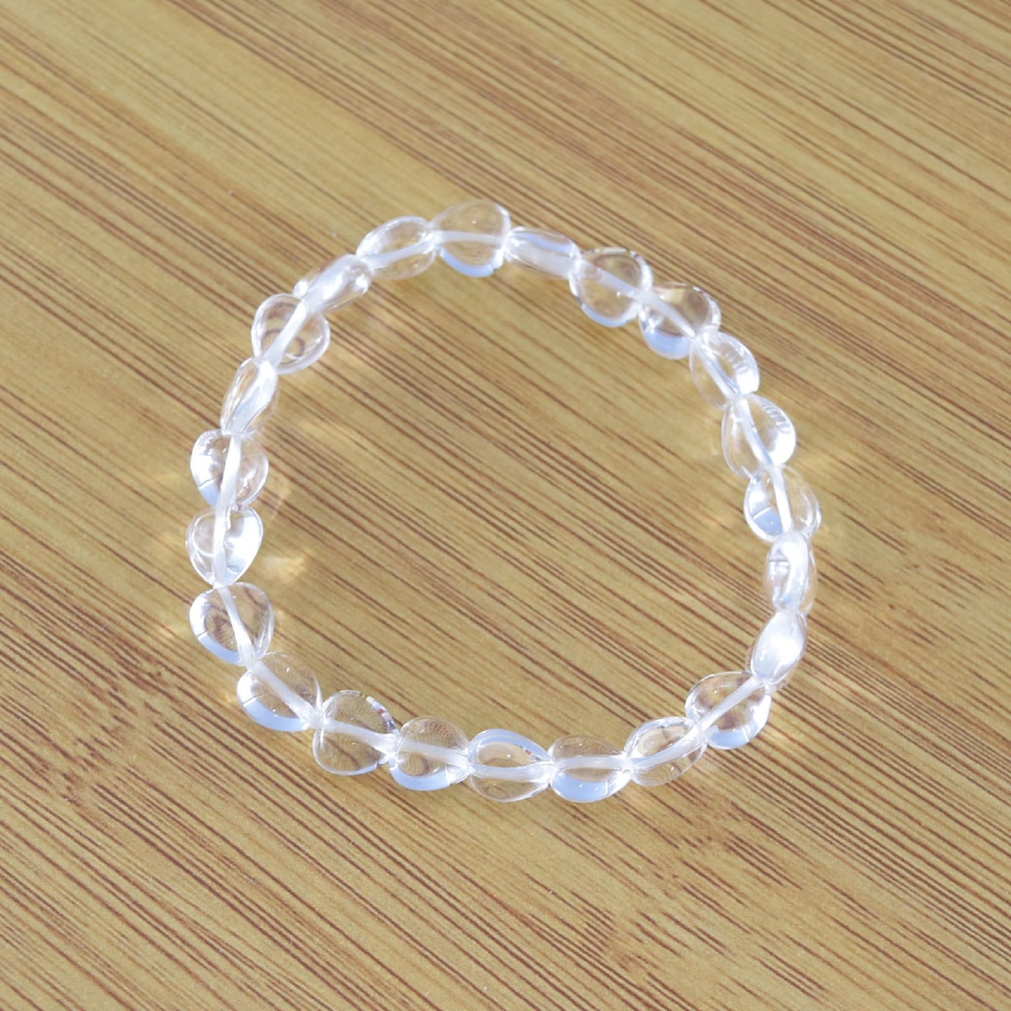 京都あさひ屋 Quartz Crystal Heart beads Bracelet Japanese Juzu Rosary Prayer beads Handmade in Kyoto UDA56