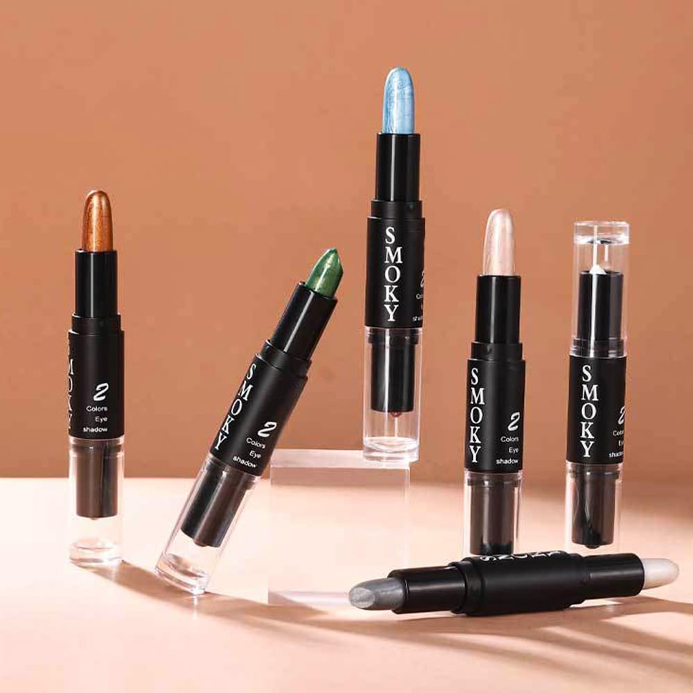 SUAKE 2 pcs glitter eyeshadow sticks Black White Gray Eyeshadow Pencil,Glitter Shimmer Matte Hypoallergenic Eyeshadow Pen,Natural Cream Eye shadow Stick