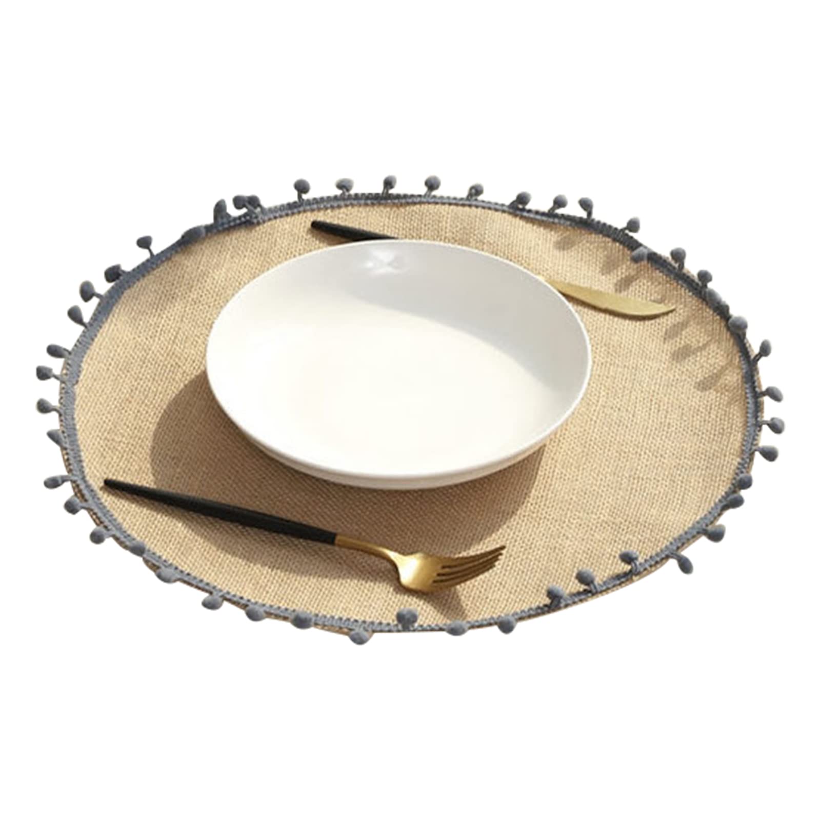 Table Placemat | Waterproof Round Jute Table Placemats for Dish - Decorative Kitchen Place Mat Heat Insulation for Banquet Wedding Dining Table Home Restaurant Sacli