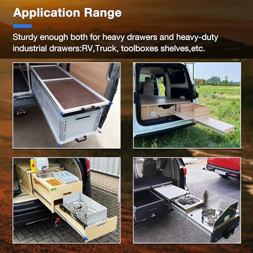 REGUDA Heavy Duty Locking Drawer Slides Full Extension Runners with Lock 12 14 16 18 20 22 24 26 28 30 32 34 36 38 40 Inch Side Mount Ball Bearing Rails Track Glides 250 Lbs (with lock, 20 inch)