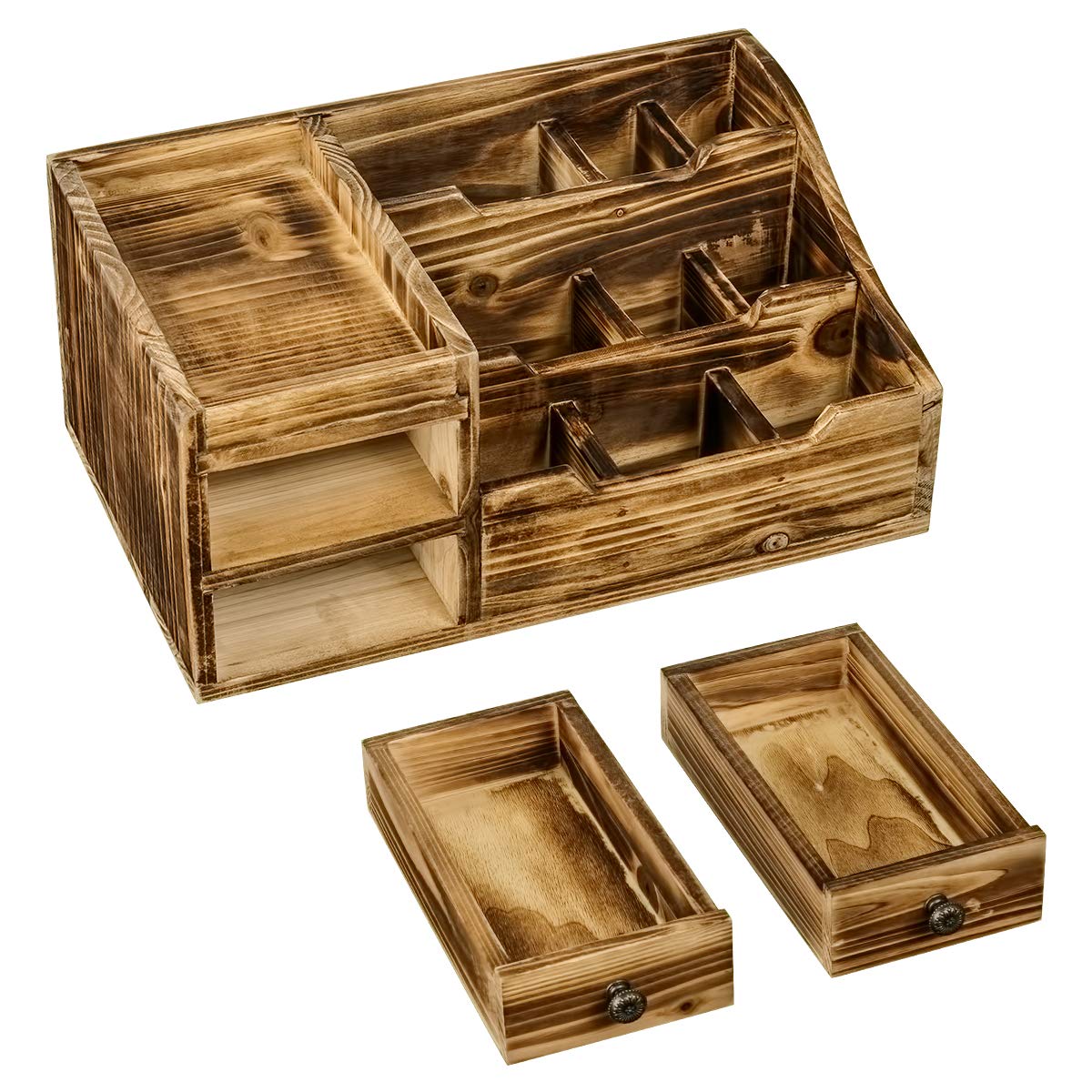 XCSOURCE Rustic Wooden Desk Organizer Cosmetic Organizer Storage Makeup Organizer and Storage Organize Storing of Makeup Tools at Home Office Bathroom Organizer Rustic Brown