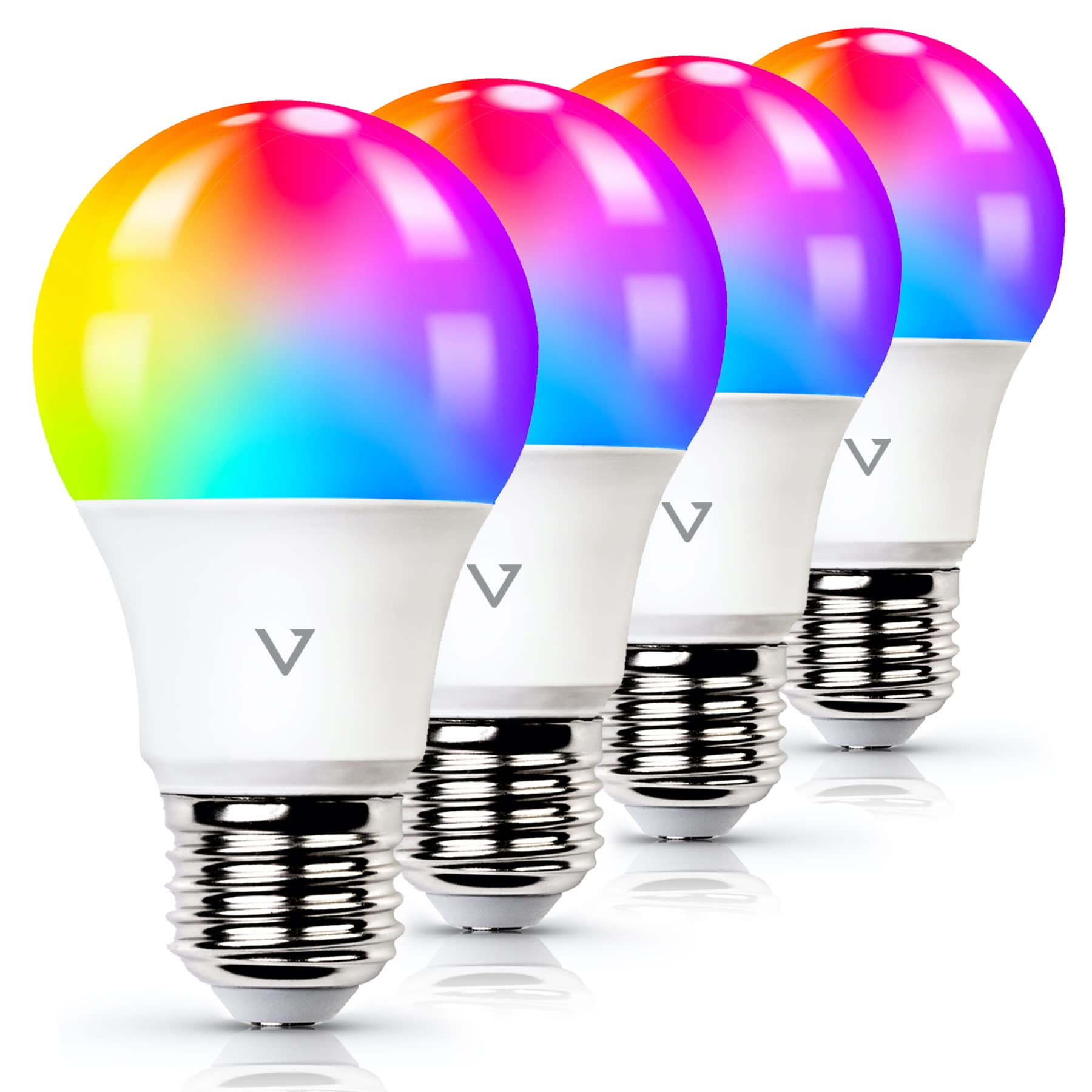 Vont Smart Light Bulbs [4 Pack], WiFi 2.4GHz & Bluetooth 5.0, Compatible w/Alexa & Google w/o Hub, Dimmable, Music Sync, Schedules, Color Changing Light, RGBW Smart LED Bulb, A19/E26, 9W, 810LM