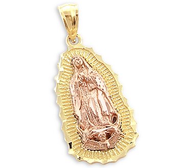 Sonia Jewels 14k Yellow and Rose Gold Virgin Mary Charm Pendant New
