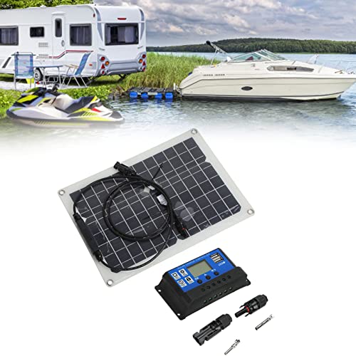 Solar Panel Battery Charger Set 15W Cell Panel 18V Car Yacht Kit with Maximum Power Voltage Vmpp Controller Battery Charging for Monocrystalline Automobile Charger Power Vehicle