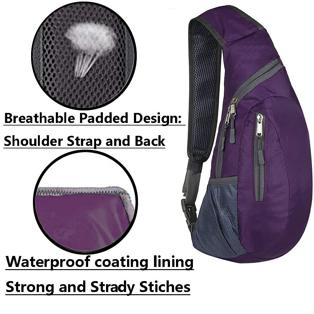 WTSHOPME Sling Bag Crossbody Shoulder Backpack Chest Daypack Small Foldable Rope Triangle Rucksack for Hiking Travel Cycling (Orange)