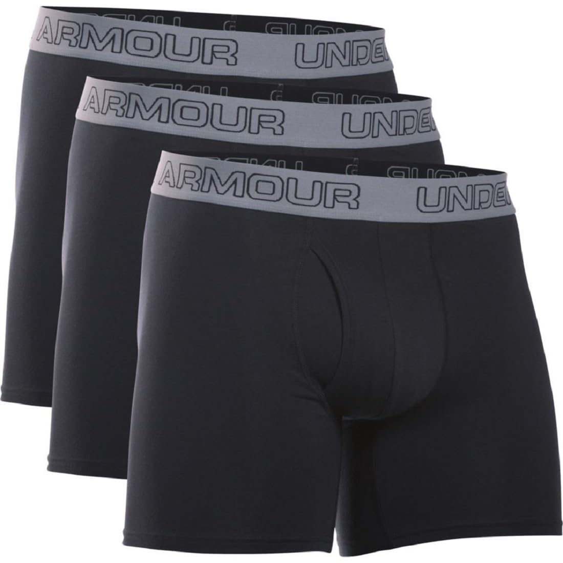 Under Armour Men's Charged Cotton® Stretch 6" Boxerjock® - 3-Pack MD Black
